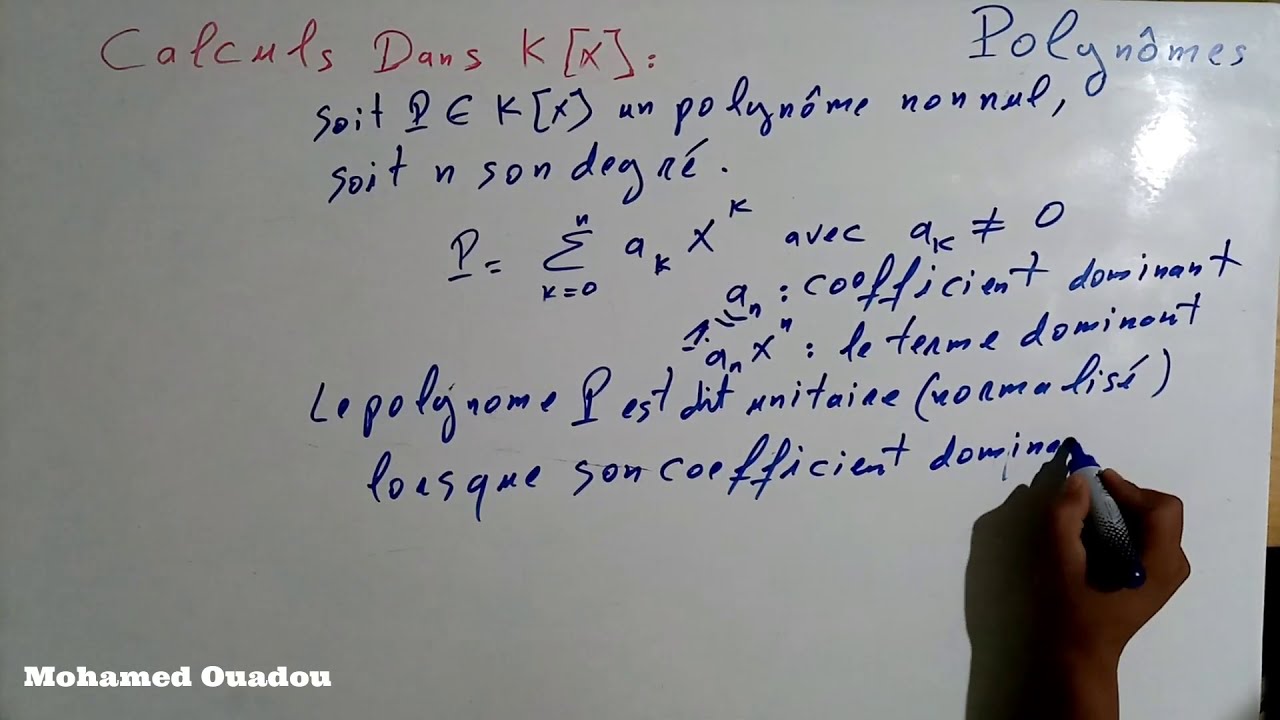Les Polynomes | Claculs dans K[X] : Polynome normalisé (unitaire) - YouTube
