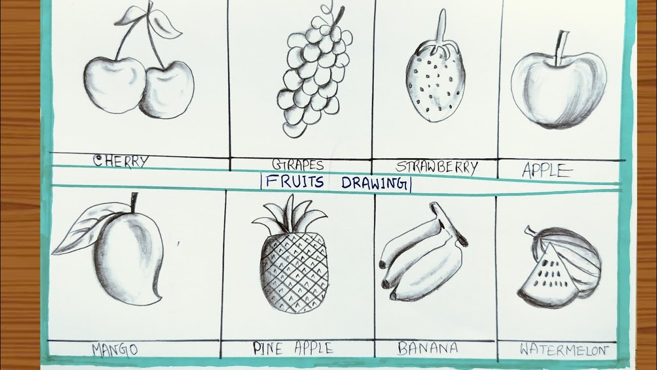 Different types of fruits drawing easy/Fruit drawing easy step by step ...