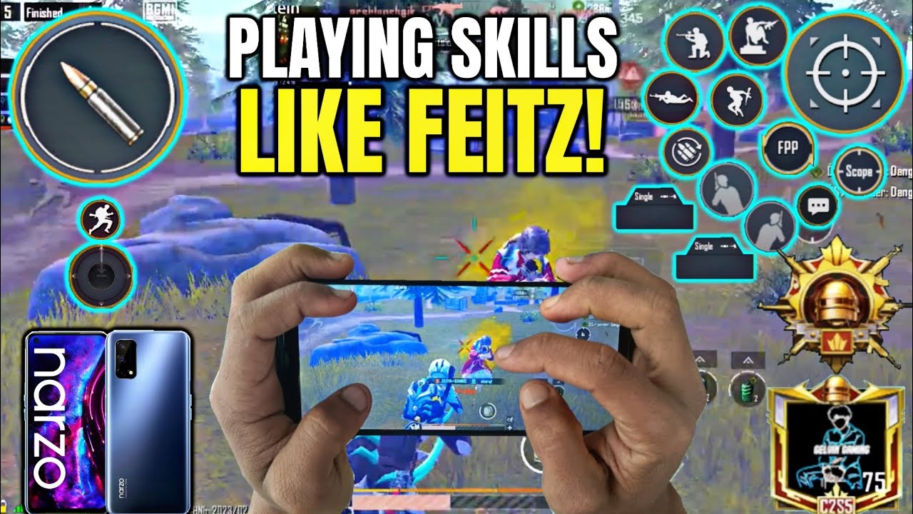 PLAYING SKILLS LIKE FEITZ IN PUBG MOBILE @Feitzz | 5 FINGER GYRO PLAYER ...