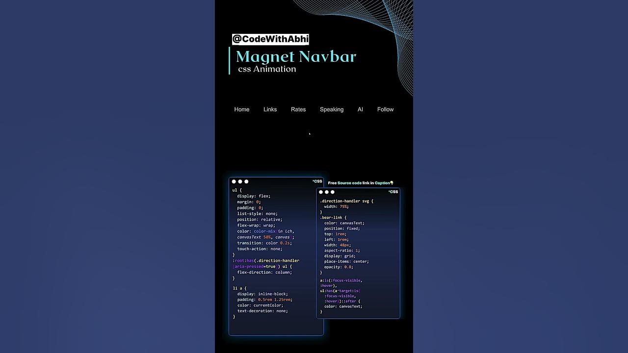 Magnet Navbar In Css Animation For Attractive Websites Shortvideo Coding Htmlcss Shorts