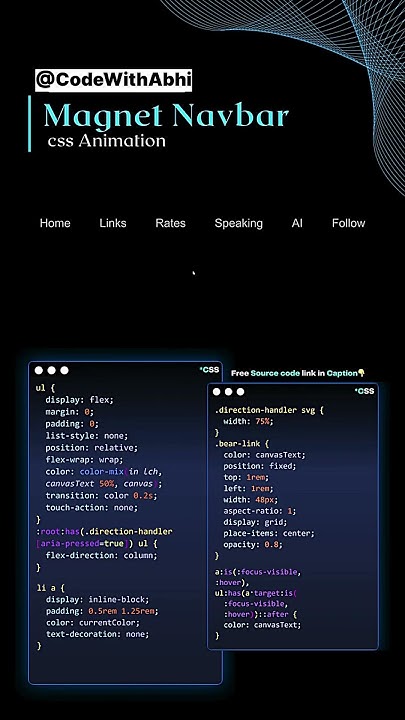 Magnet Navbar In Css Animation For Attractive Websites Shortvideo Coding Htmlcss Shorts
