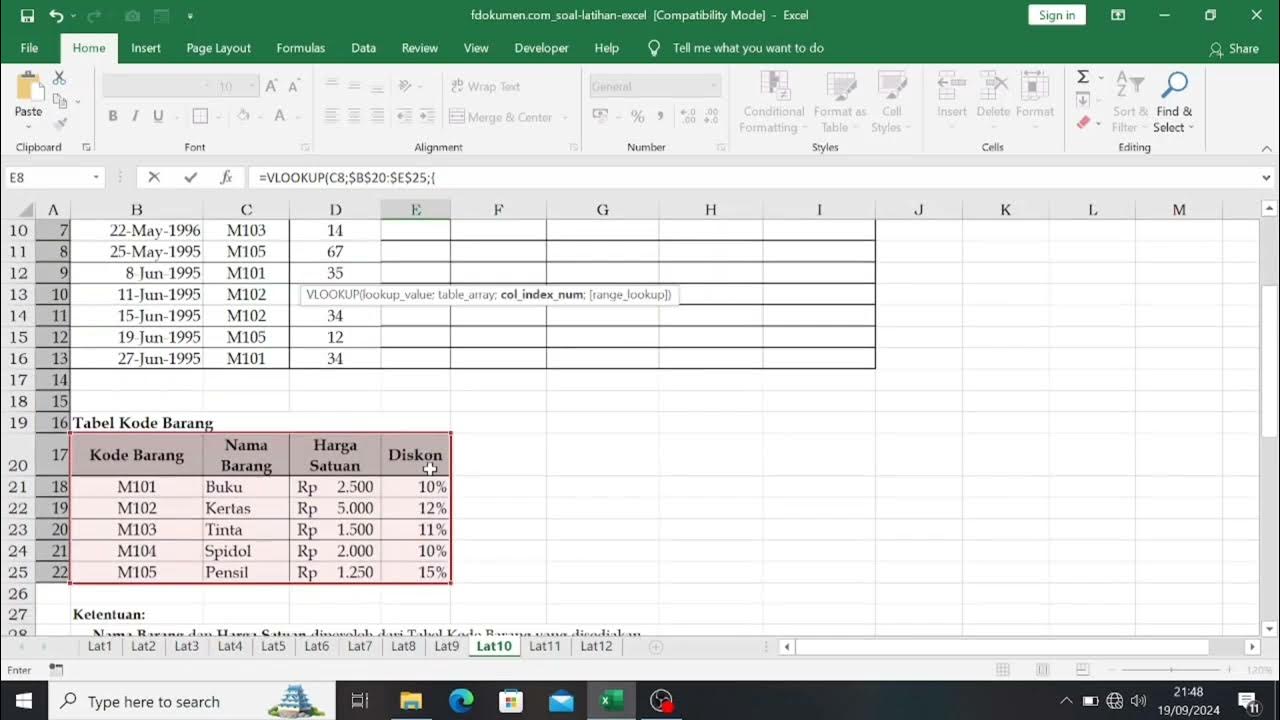 Penggunaan Vlookup dan CSE di Excel - YouTube