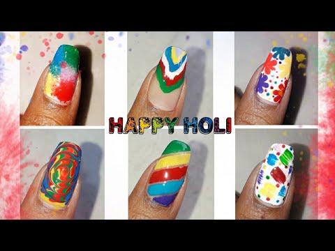 Holi special nail art design 2024 /Happy Holi 💜💙💚💛 #nailart #trending # ...