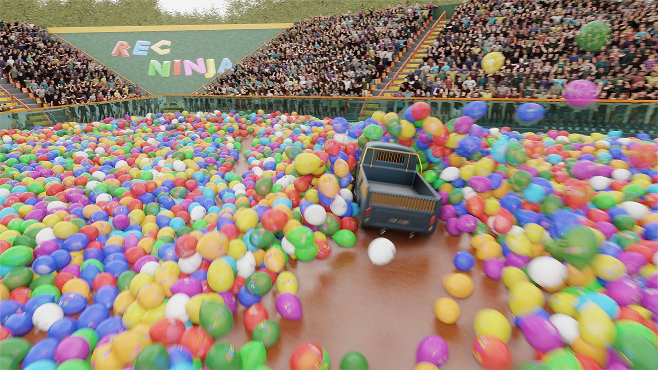 Drift in the balloons, Blender animation, physics simulation, RBC ...
