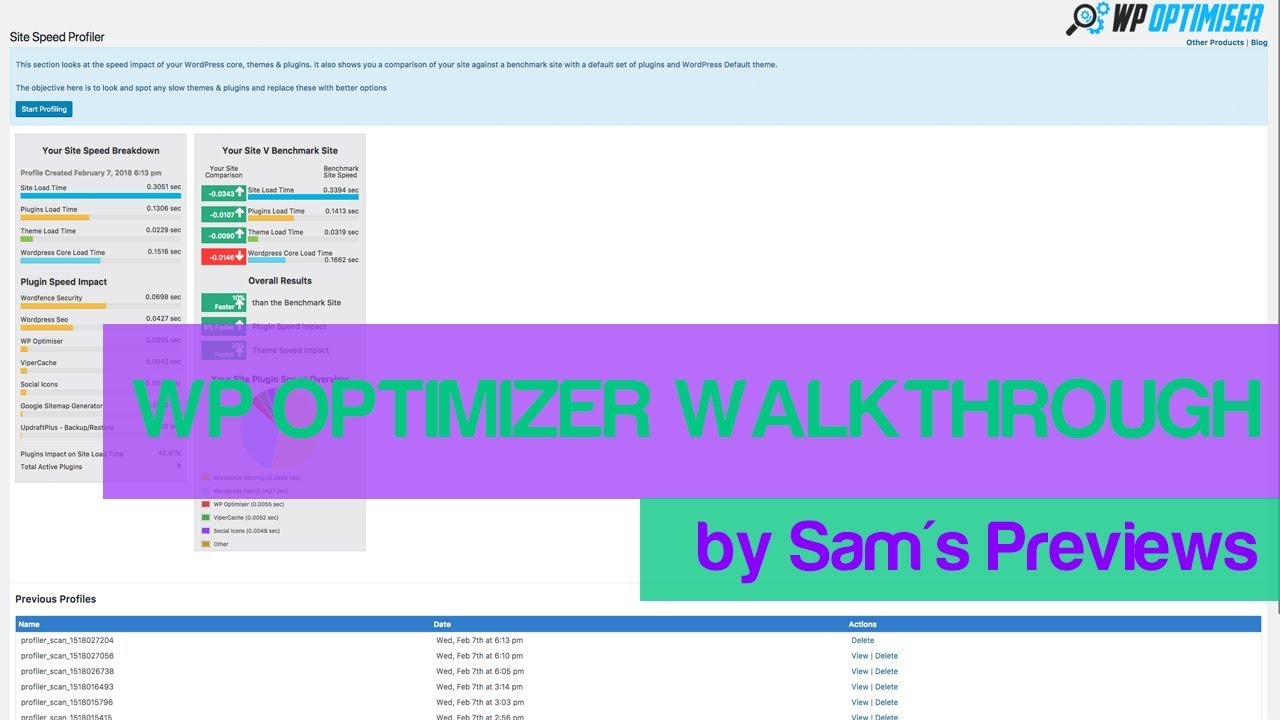 WP Optimizer Demo by Sam's Previews - YouTube