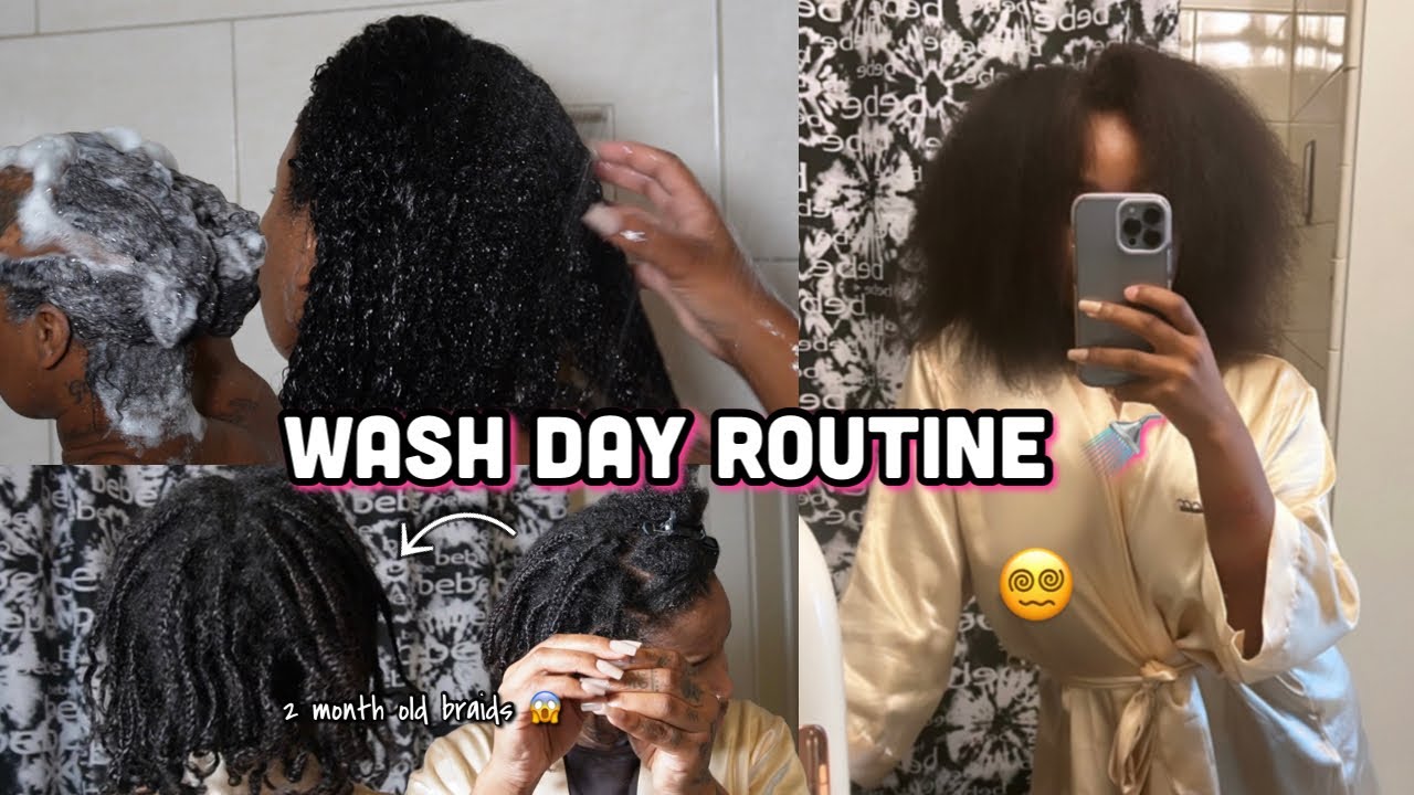 WASH DAY ROUTINE ON MY NATURAL HAIR | TAKING OUT 2 MONTH OLD BRAIDS ...