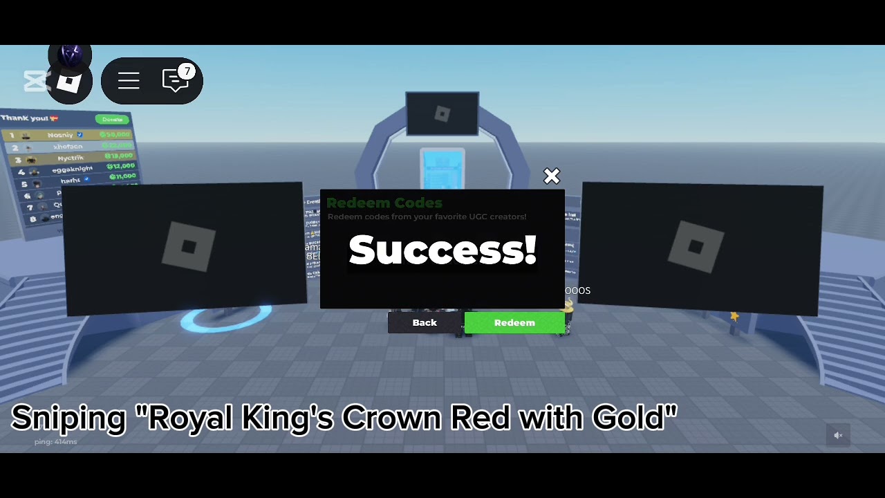 37- Sniping Free UGC "Royal King's Crown Red with Gold" #966 / 1000 ...