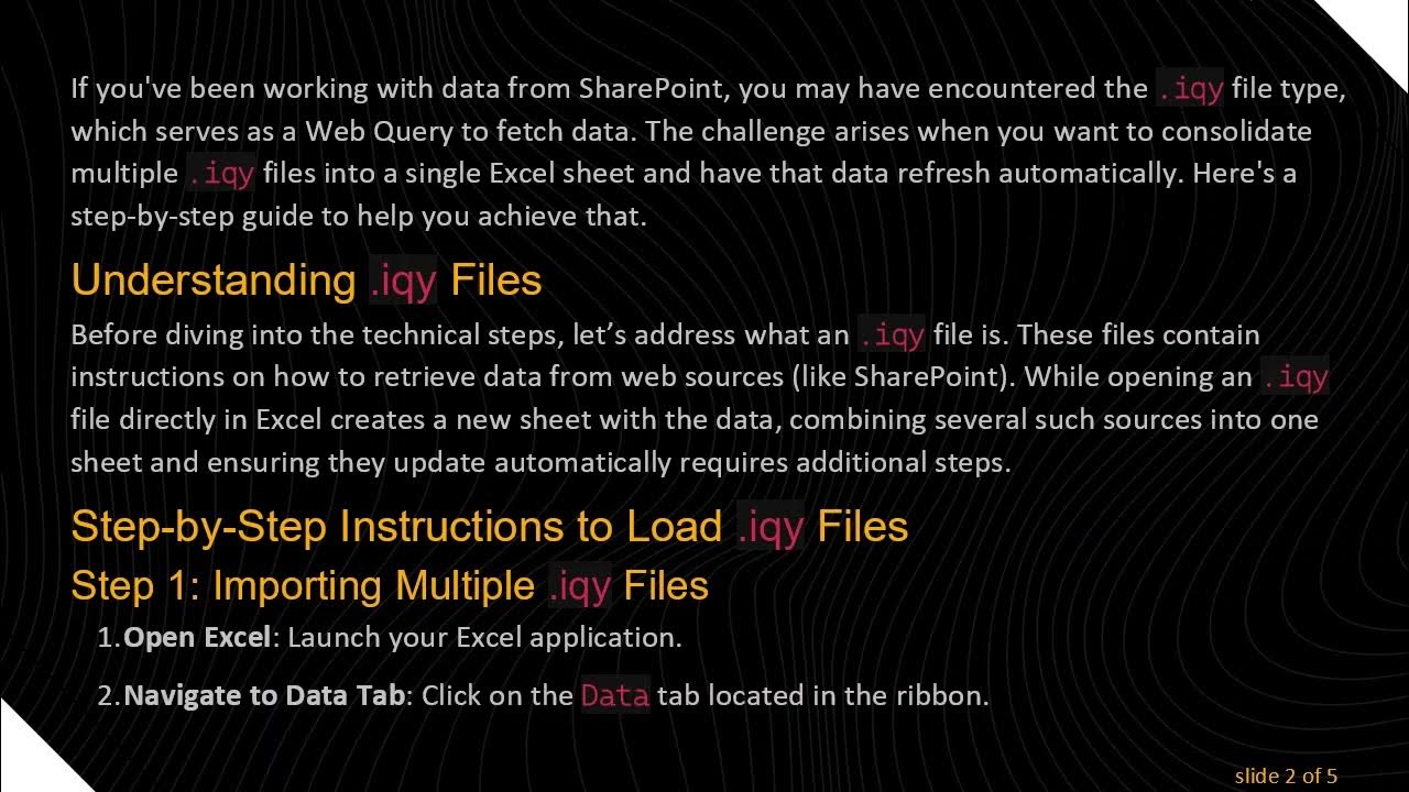 How to Load an .iqy File into Excel as a Data Source - YouTube