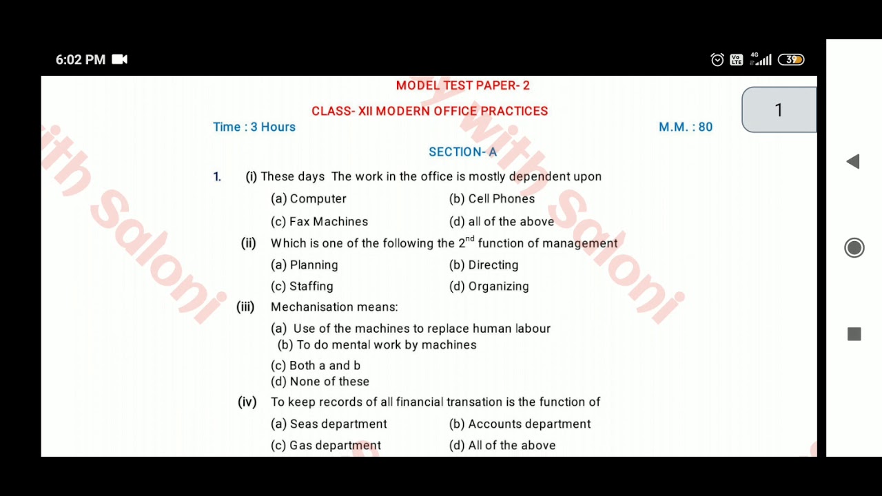 Class 12# Final Exam MOP# important questions p - YouTube