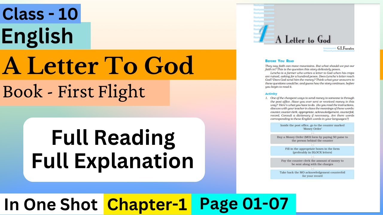 class 10 english first flight chapter 1 a letter to the God reading ...