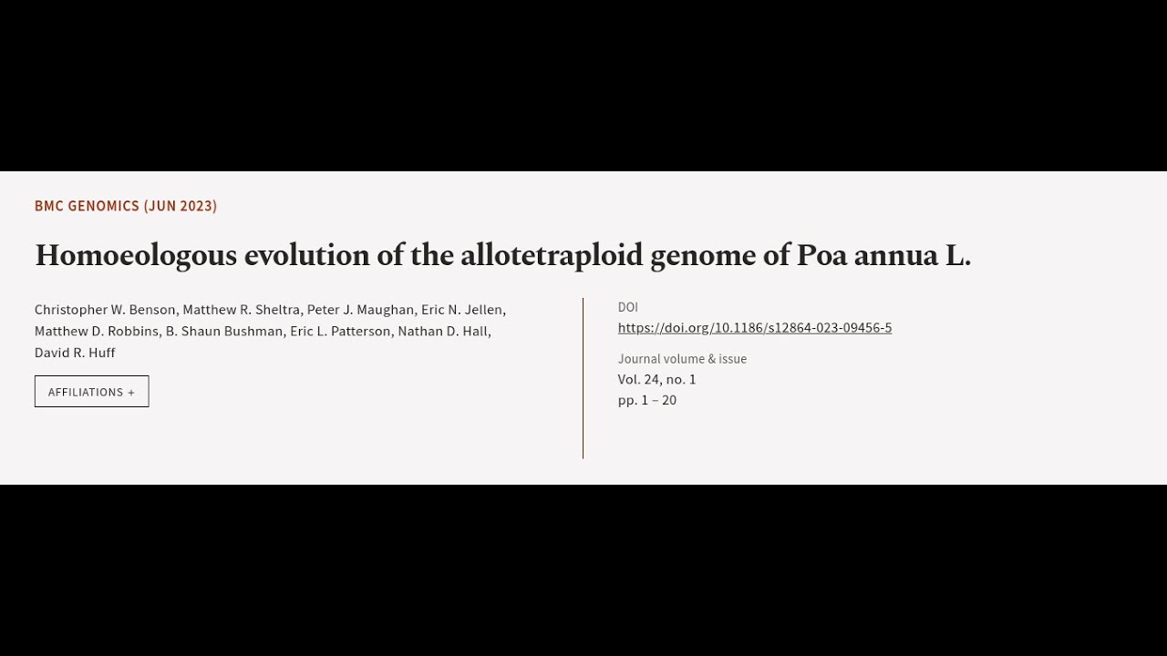 Homoeologous evolution of the allotetraploid genome of Poa annua L. | RTCL.TV - YouTube