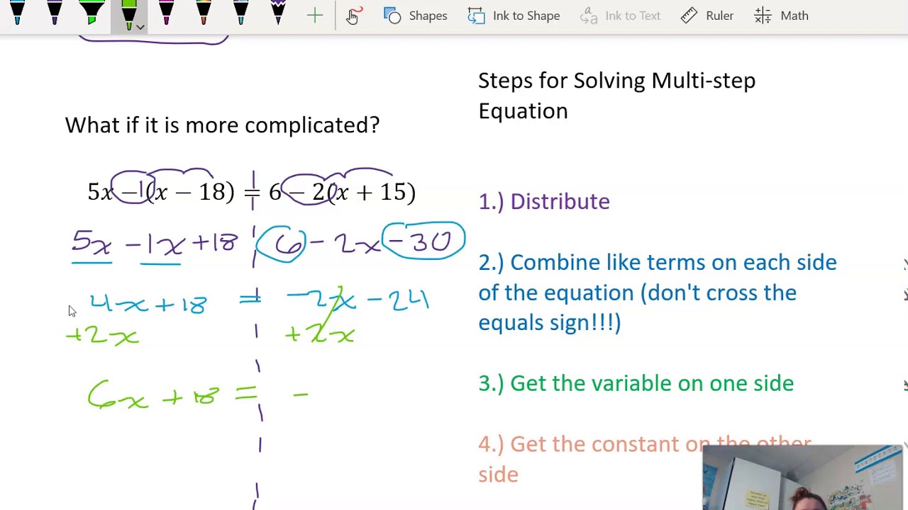 Mulit Step Equations - YouTube