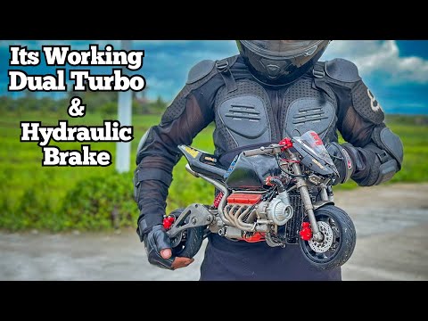 World’s Smallest Dual Turbo V8 Motorcycle (Now With Real Brakes!)