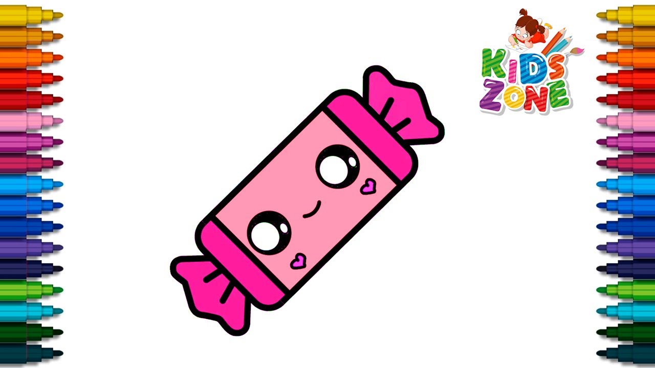 How to Draw A Cute Candy - Candy drawing - Easy Kids Drawings - Easy ...