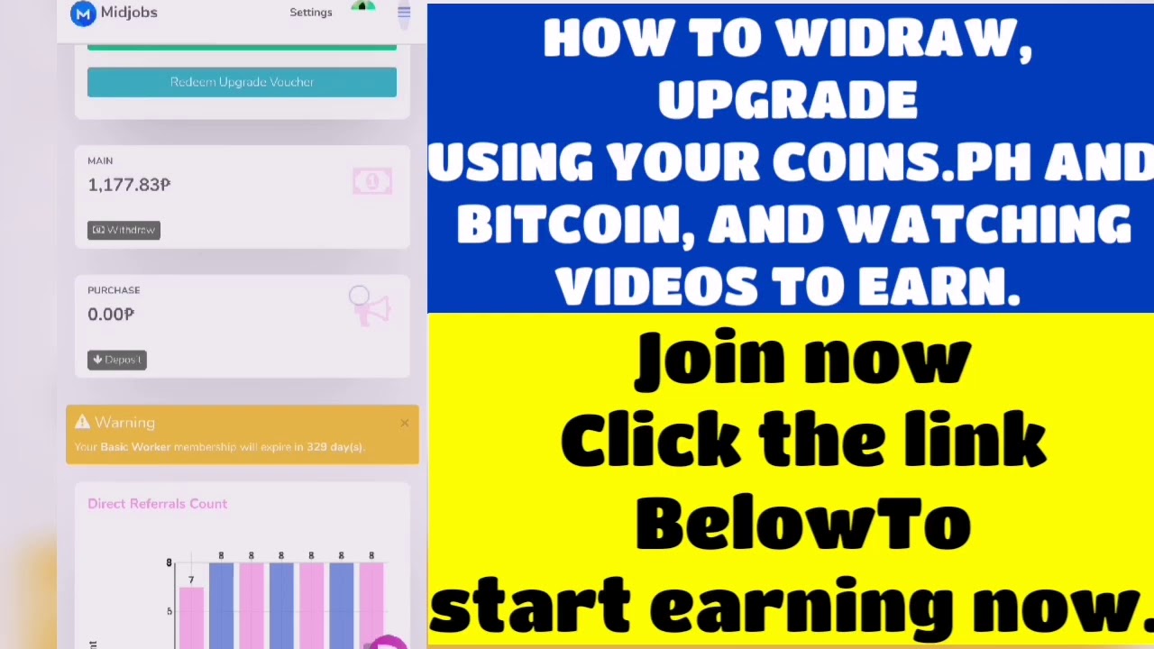 HOW TO WIDRAW, UPGRADE, AND WATCHING MOVIES AND EARN. IN MIDJOBS - YouTube