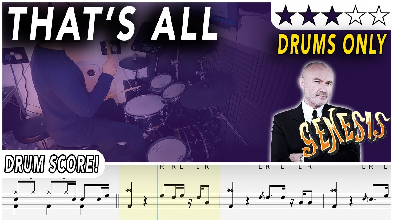 That's All (DRUMS ONLY) - Genesis | DRUM SCORE Sheet Music | #406 DRUMSCRIBE - YouTube