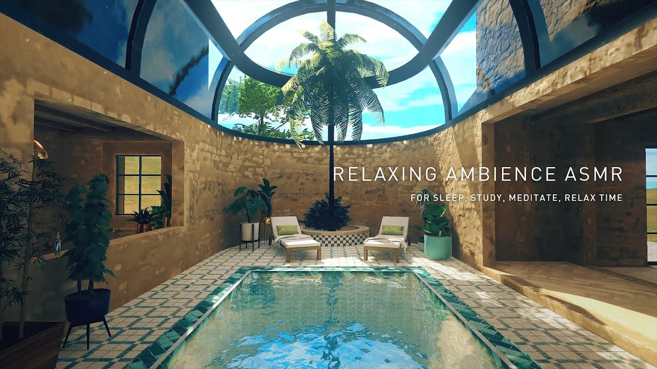 Cozy poolside - Pool Sound, Water Sound | Relaxing Ambience ASMR 4K ...