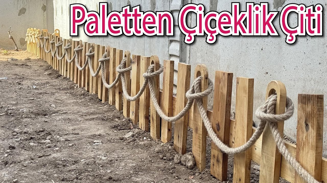 Paletten çiçeklik bahçe çiti yapımı | Bahçe düzenleme peyzaj - YouTube