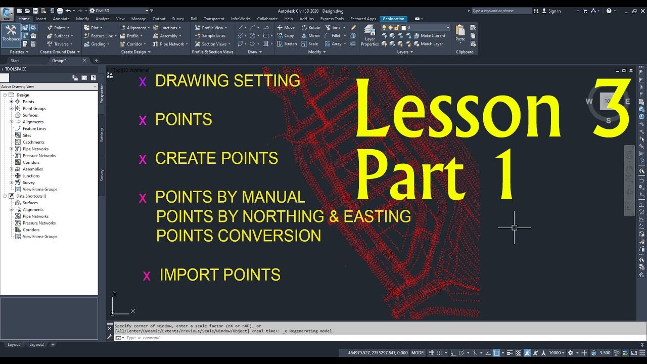 Autodesk Civil 3D | Drawing setting | Create points | Import points ...