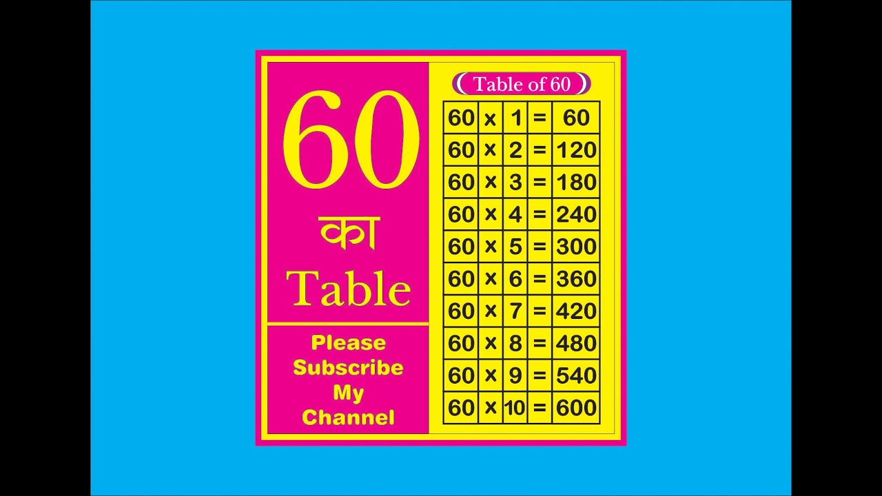 60 ka table | Table of 60 | learn tables | multiplication tables | 60 ...