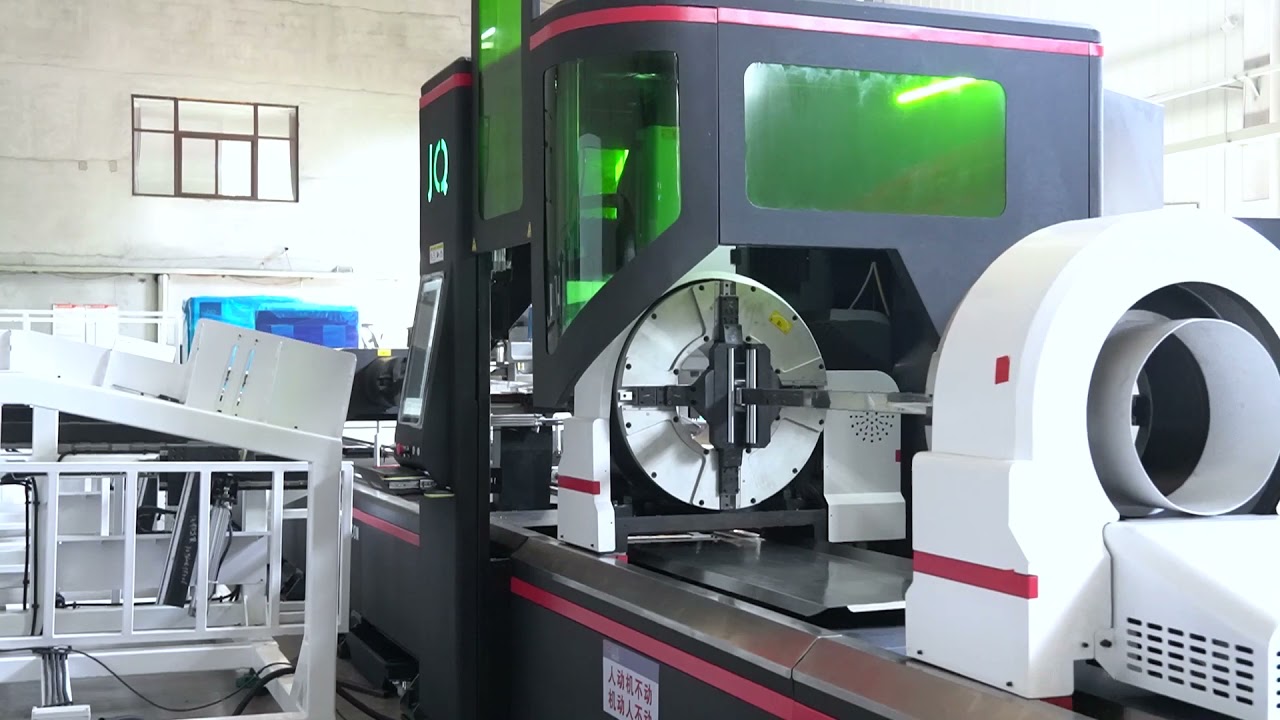 JQ fiber laser three chucks tube cutting machine, 8035ETP customized ...