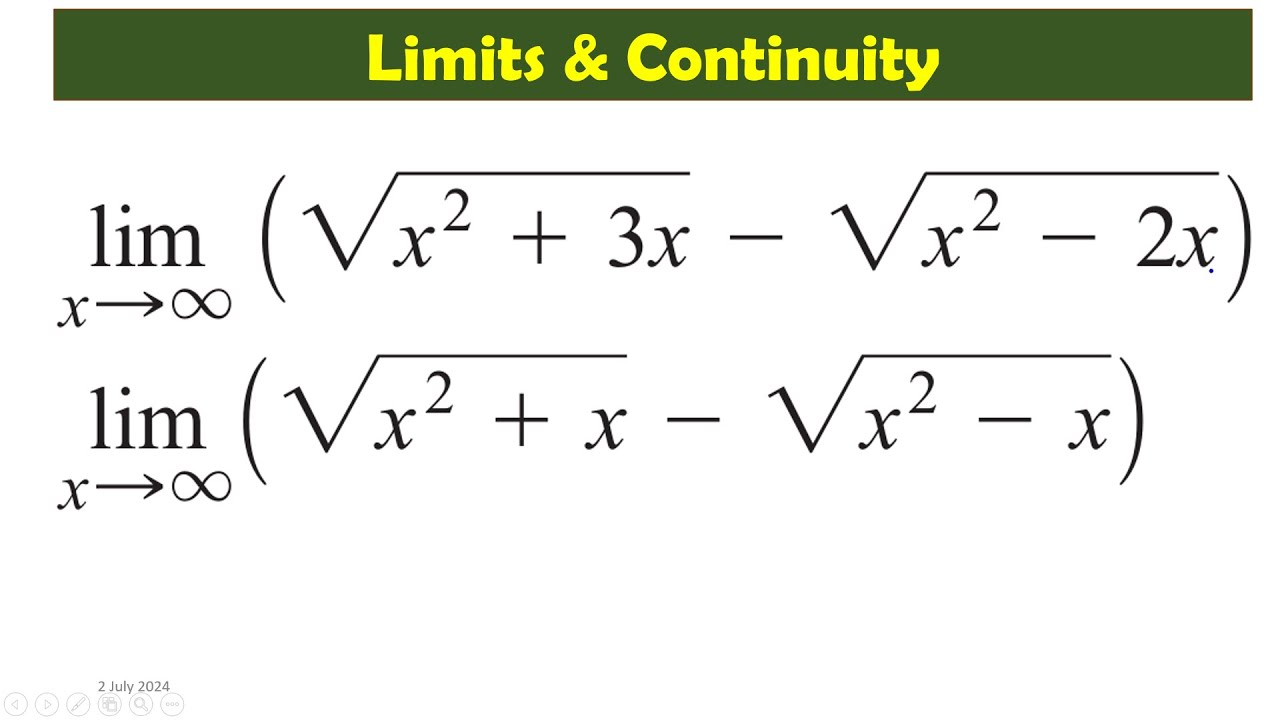 🌸Limits of algebraic functions when x tends to infinity, Important ...