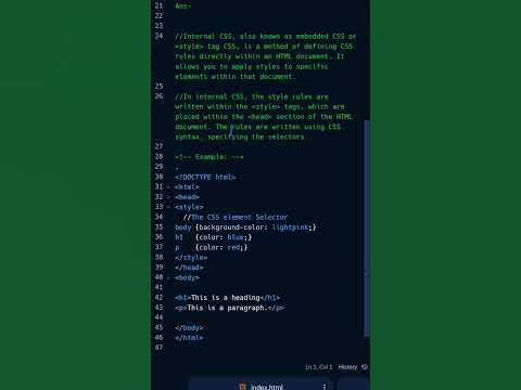 How to add Internal CSS to HTML Documents. #shorts - YouTube