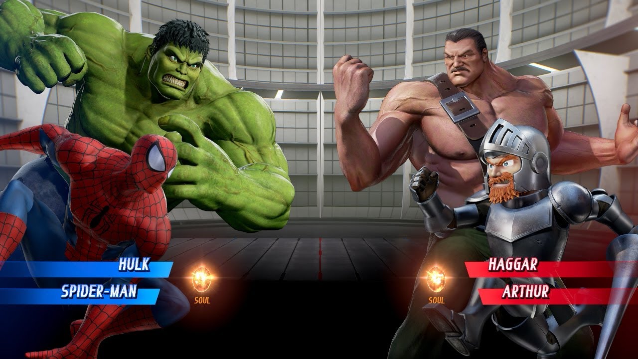 Hulk & Spider-man VS Haggar & Arthur - Marvel vs Capcom Infinite - YouTube