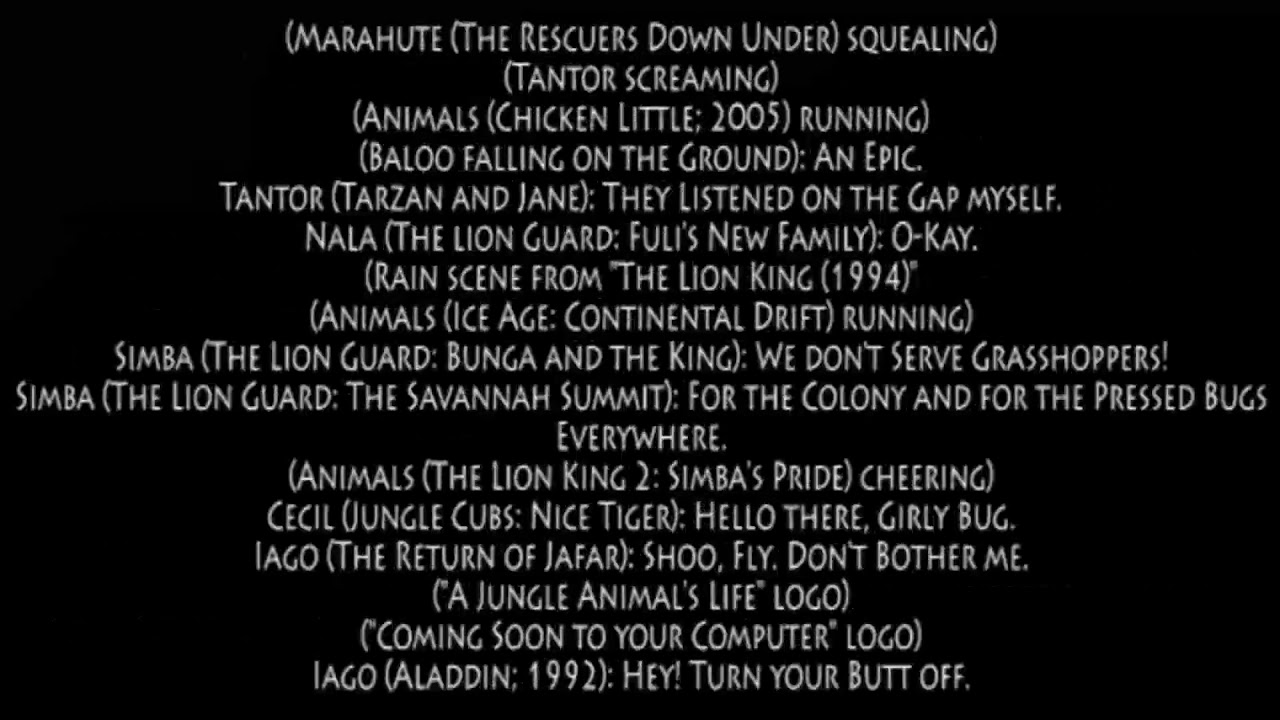 The Script for the remaster of "A Jungle Animal's Life" trailer (for ...
