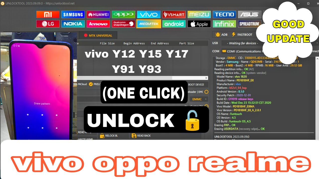 unlocktool new Update|| vivo y12 y15 y17 Unlock 🔓|| oppo realme unlock ...