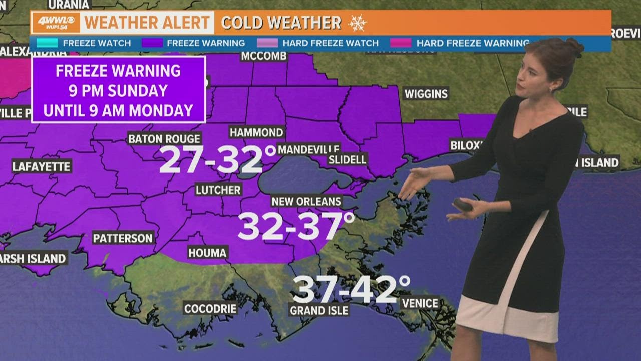 Turning cold and gusty on Sunday, freeze warning for nighttime - YouTube