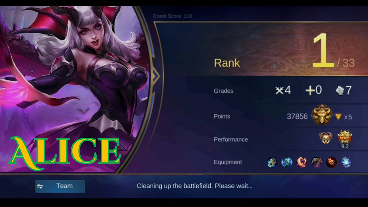 Alice Mobile Legend Survival Mode Gameplay Rank 1 / 4K 7A - YouTube