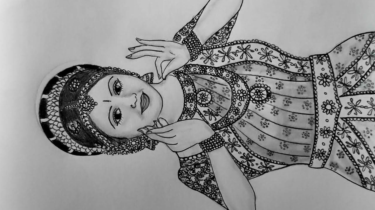 How to draw classical dance // girl drawing// pencil drawing - YouTube
