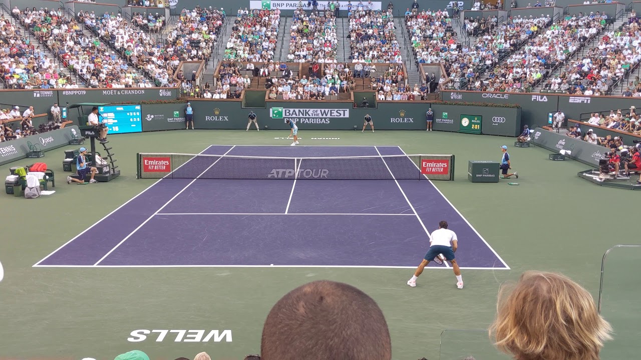 Federer vs Thiem Indian Wells final game behind the baseline. - YouTube
