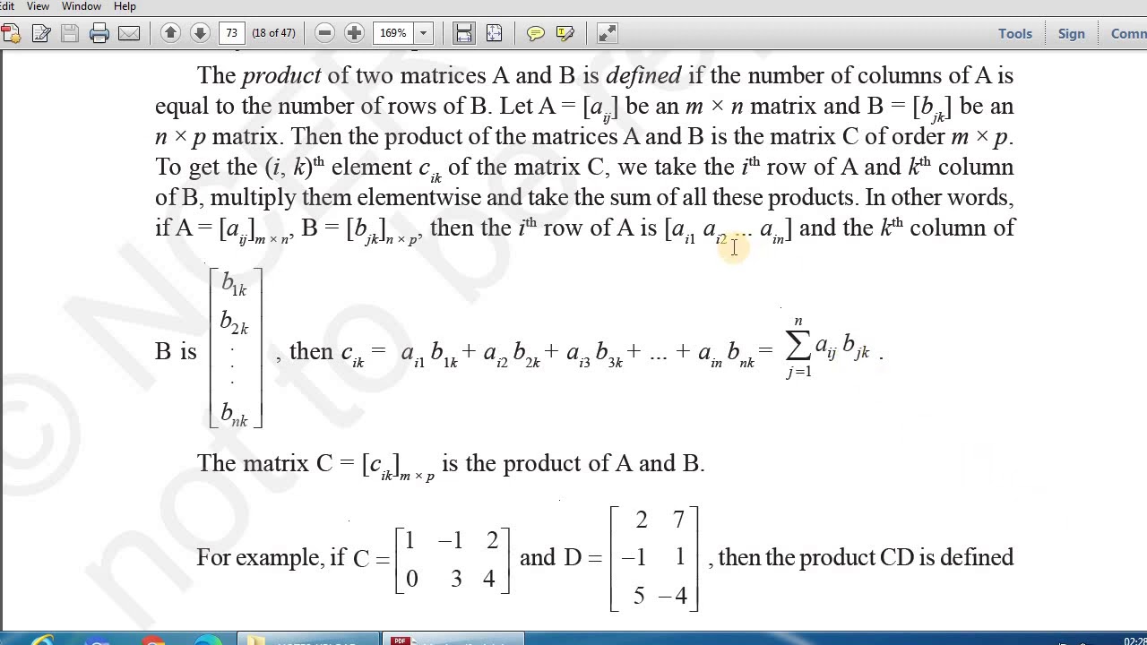 BCA- Mathematics Semester-I Matrix 3 - YouTube