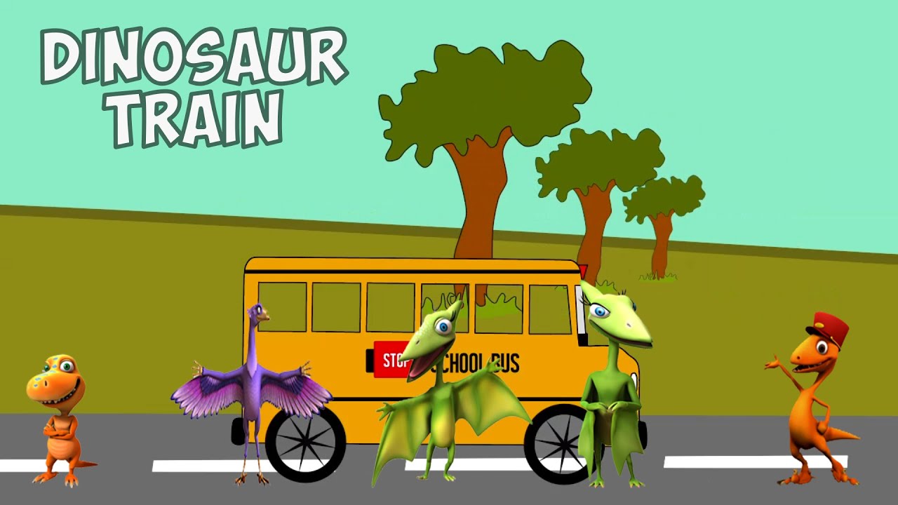 Wheels on the bus go round and round song Dinosaur Train English ...