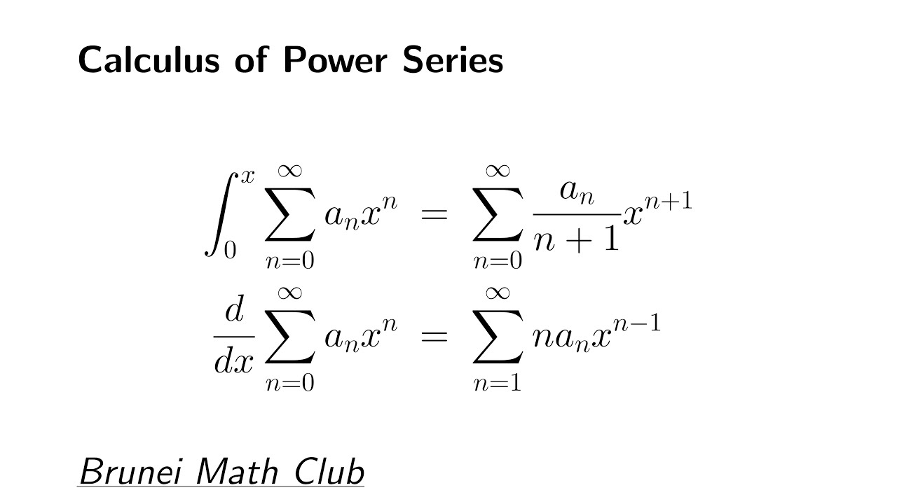 Calculus of Power Series - YouTube