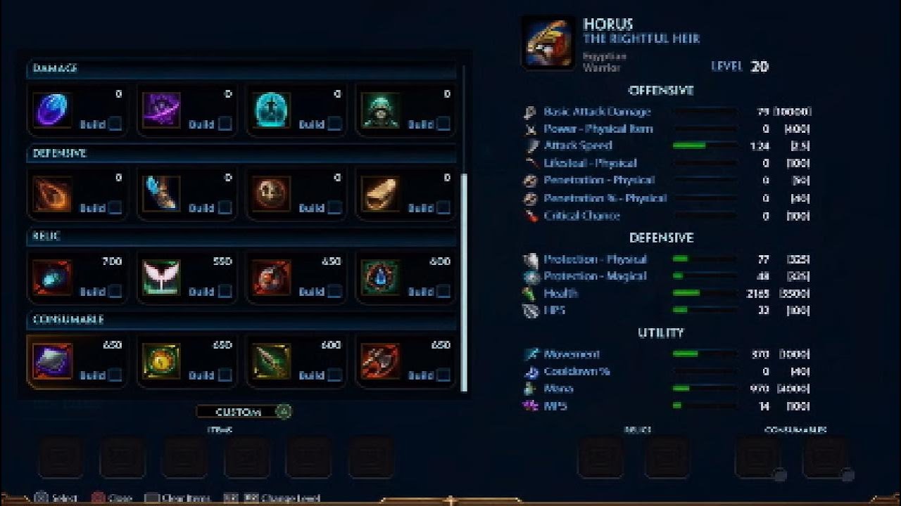 Smite: Setting Menus, Controller, Keyboard, Mouse and Item Build (PC ...