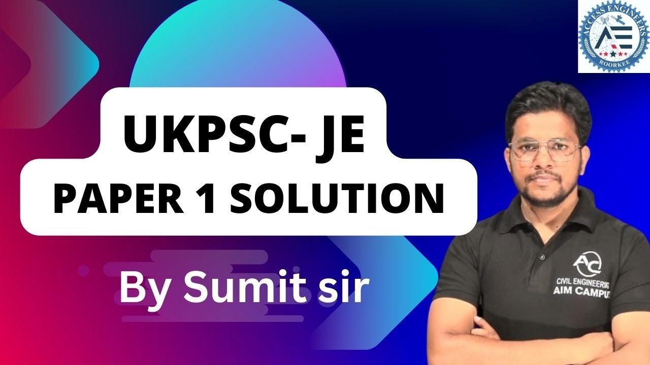 UKPSC JE PAPER 1 SOLUTION #AIMCAMPUSOFFICIAL #ukpscje2023 # ...