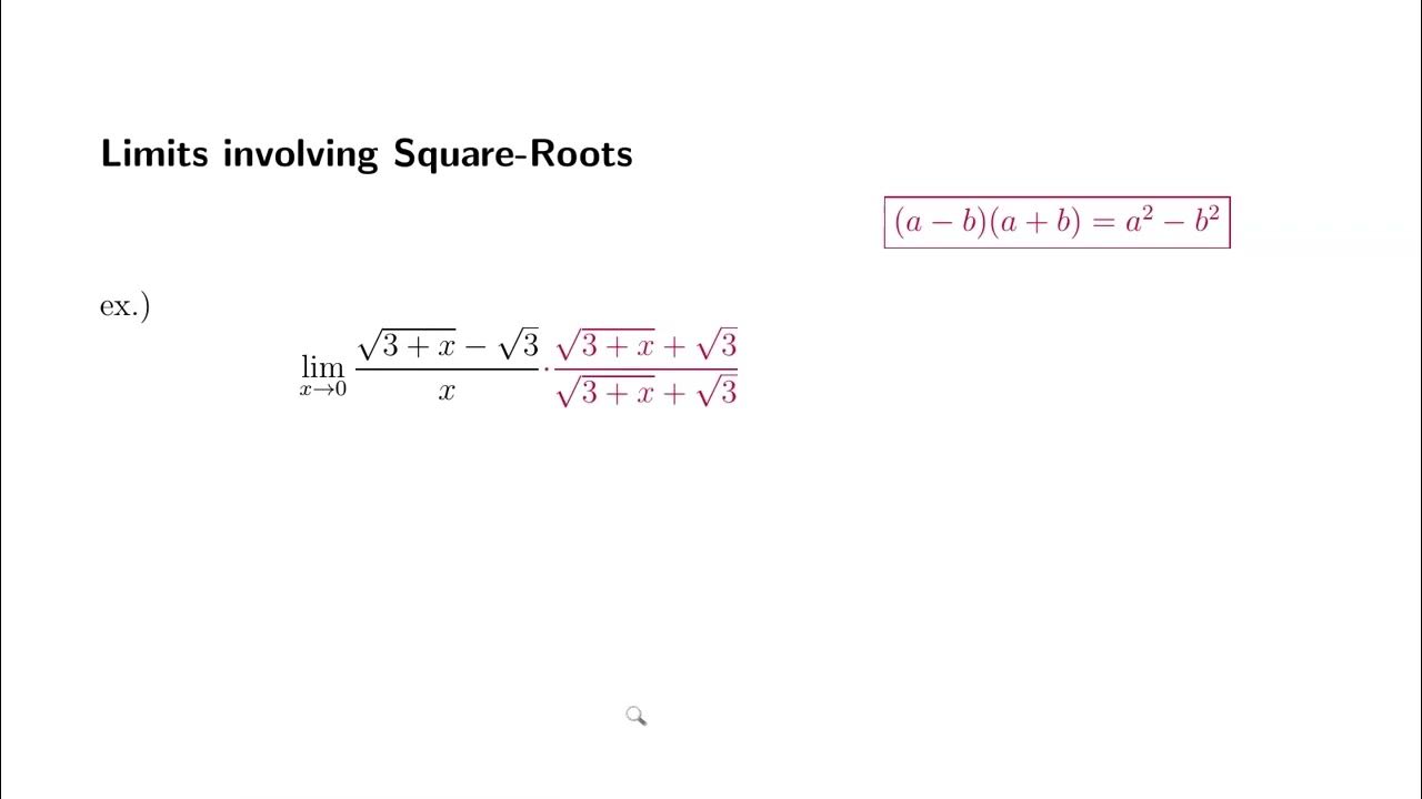 Limit involving Square-Roots - M109 PE1 Q5b (S23) - YouTube