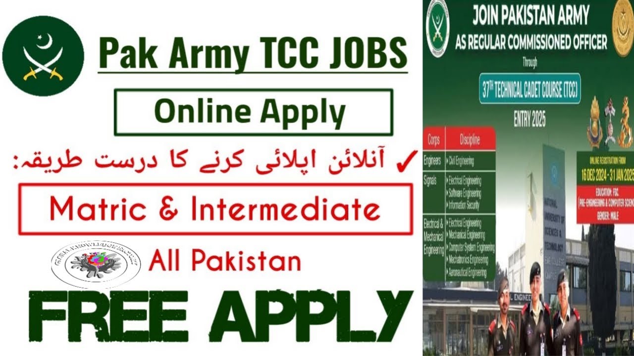 Join Pak Army Through Technical Cadet Course-37 | pak army | TCC-37 ...