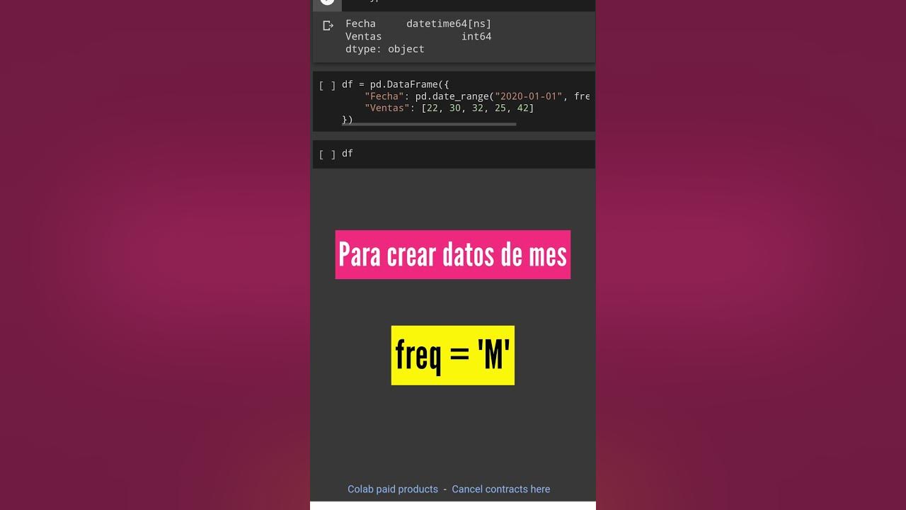 🐼 + 🗓️ Crear rangos de fechas en un dataframe | Días o meses | Pandas | Python | Shorts - YouTube