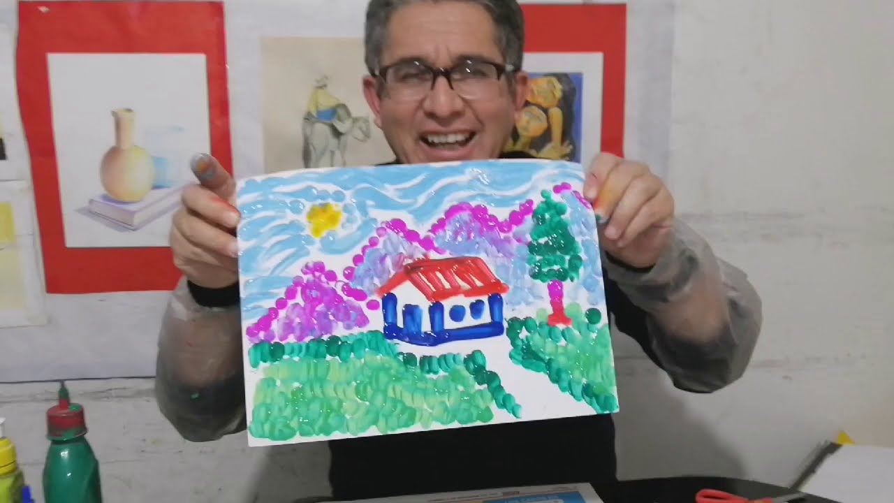 Paisaje en dactilo pinturas - YouTube