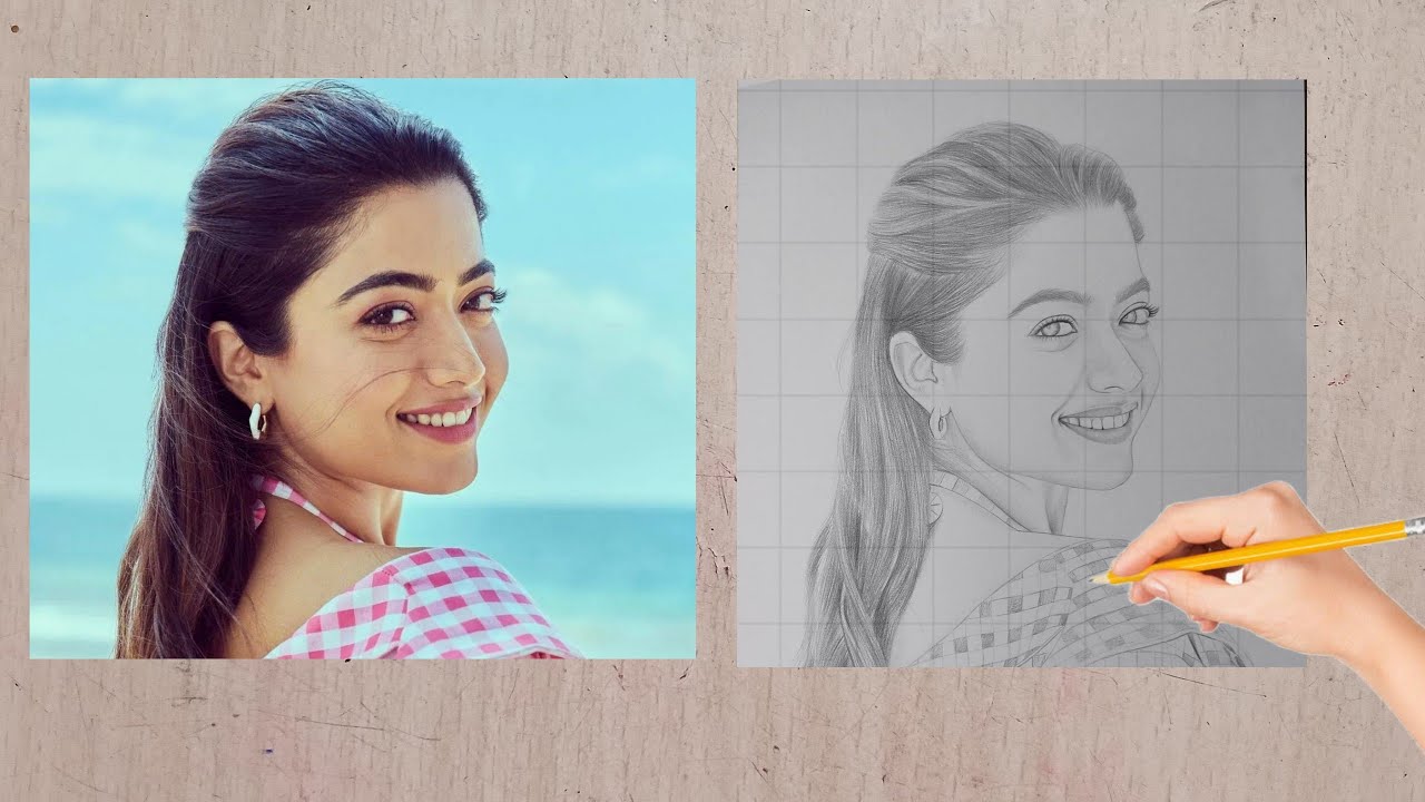 outline drawing tutorial | how to draw outline | Rashmika mandana ...