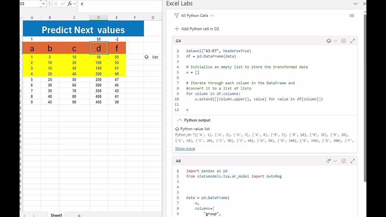 Python In Excel: Prediction Of Next Values - YouTube