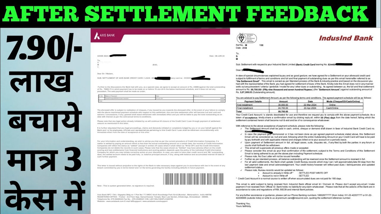 7.90lac saved in 3settlement | one card settlement | indusind card ...