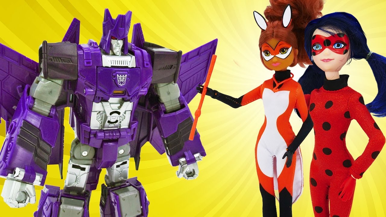 Funny superheroes toys for kids. Miraculous Ladybug dolls vs Megatron ...