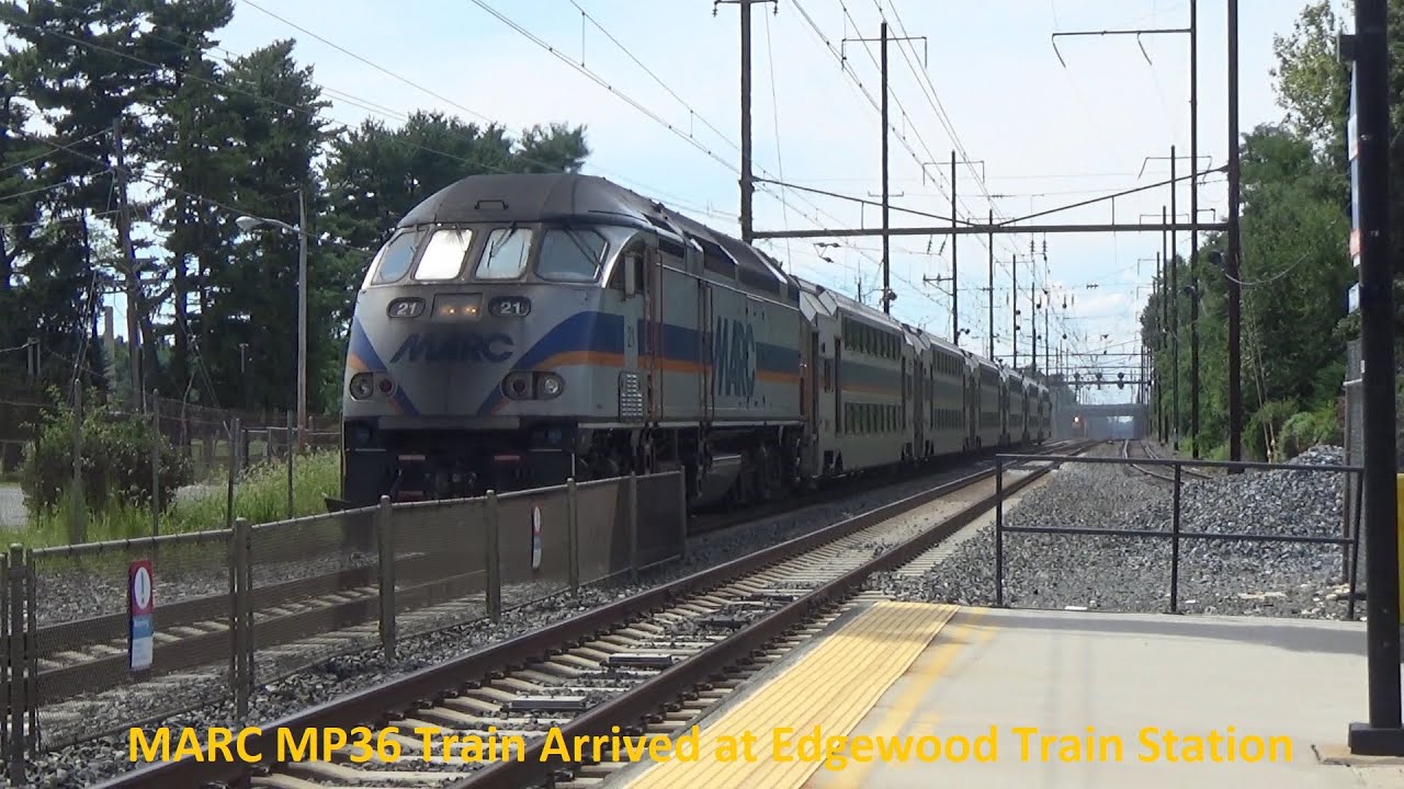 MARC MP36 Train Arrived at Edgewood Train Station - YouTube