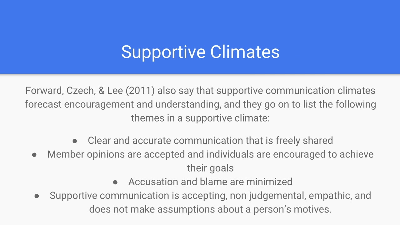 Defensive and Supportive Climates - YouTube