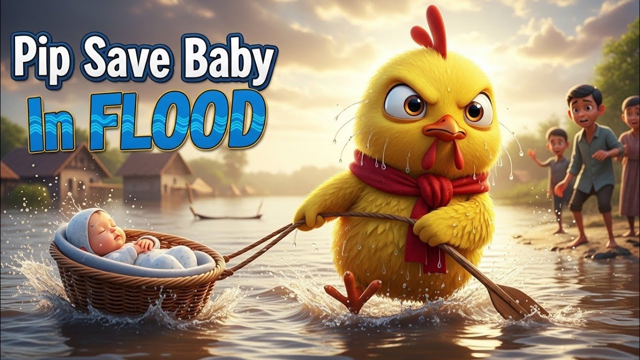 Yellow chick Rescue baby in Flood ai cartoon animation video - YouTube